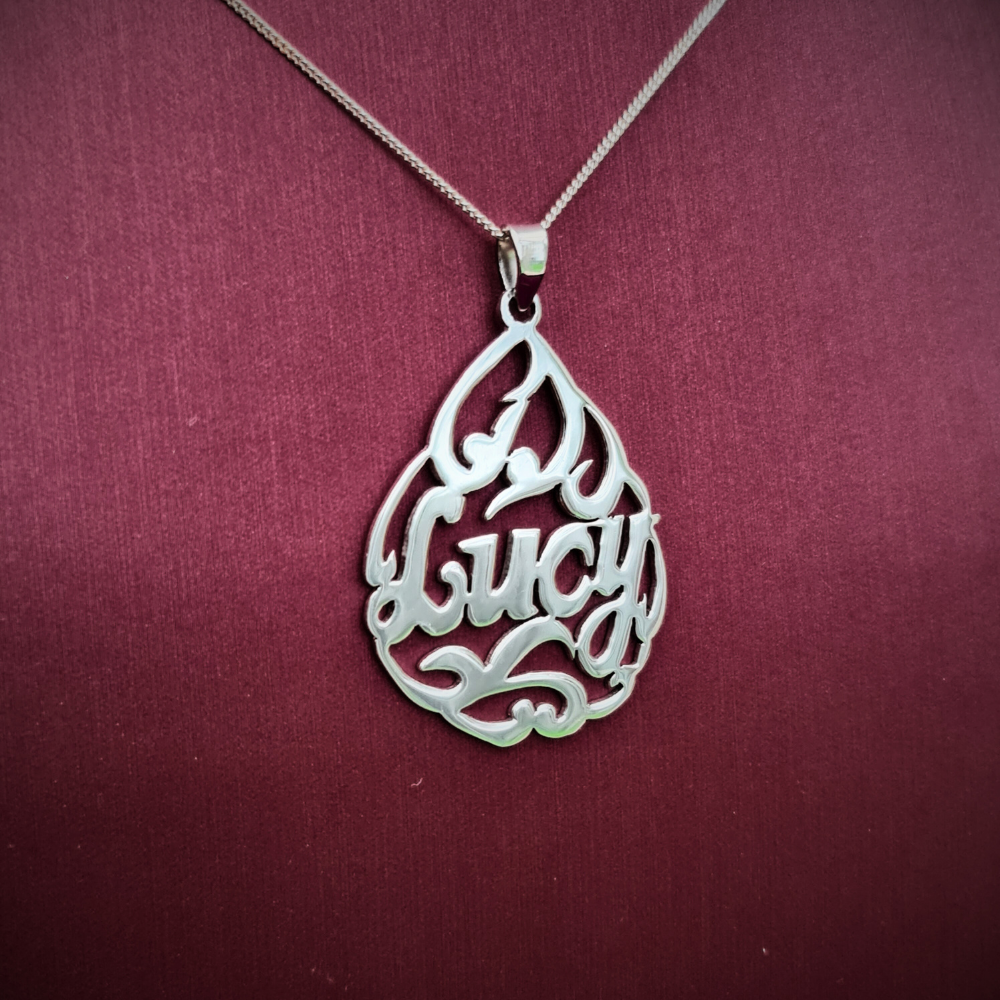 Bestseller Arabic Name Teardrop Droplet Dammah designed Women Pendant ...